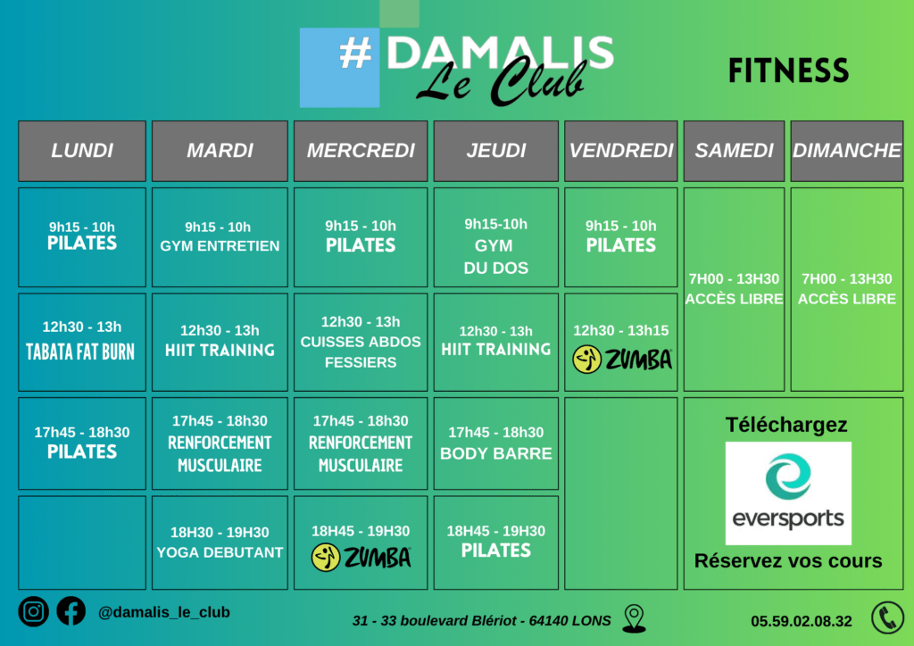 Planning et tarfis de Damalis Le Club à Pau Lons