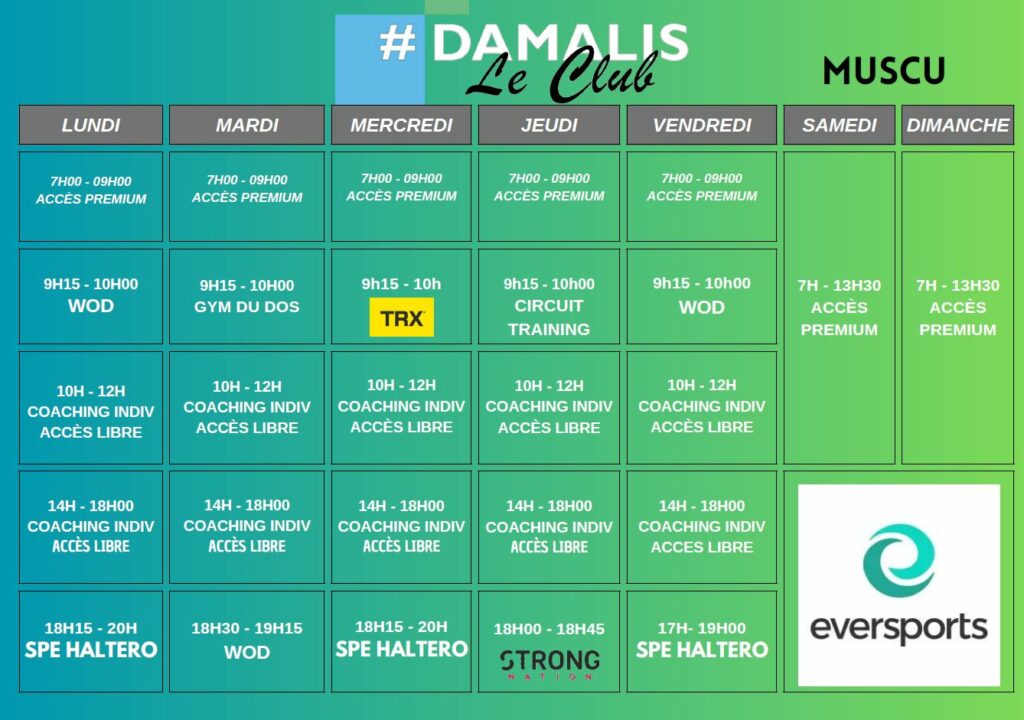 Planning et tarfis de Damalis Le Club à Pau Lons